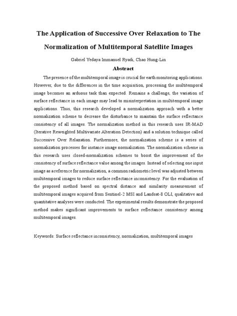 the application of successive over relaxation to the normalization of multitemporal satellite