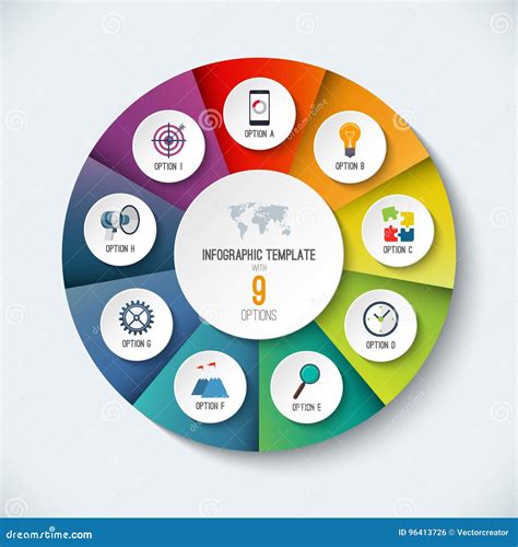 Infographic Circle Vector Options Banner With 9 Steps Stock Vector