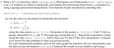 write a matlab function called lagrange poly that
