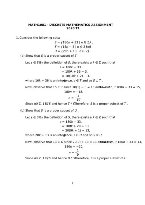 solved discrete mathematics assignment for math1081