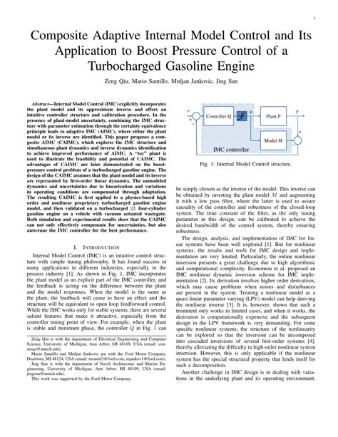 pdf composite adaptive internal model control and its application to boost pressure control of