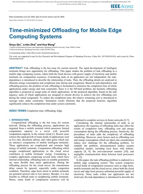 pdf time minimized offloading for mobile edge computing systems