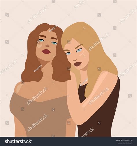 Two Redhead Women Blonde Women Stand Stock Vector Royalty Free 2122321136 Shutterstock