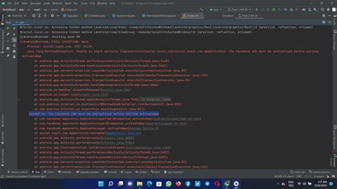 java error e androidruntime fatal exception main caused by the facebook sdk must be