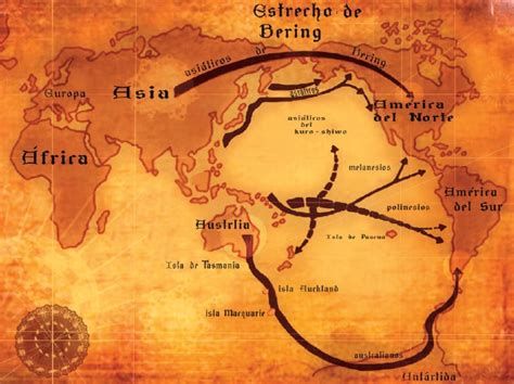 Mapa de las rutas del poblamiento de América Social Hizo