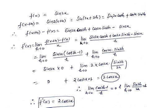 Solved Find The Derivative By The Limit Function Sin 2x F X