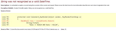 C String Was Not Recognized As A Valid DateTime Asp Net Stack