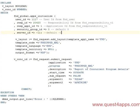 Submit XML Publisher Report From PL SQL QUEST4APPS
