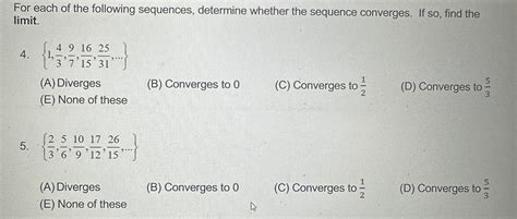 solved for each of the following sequences determine