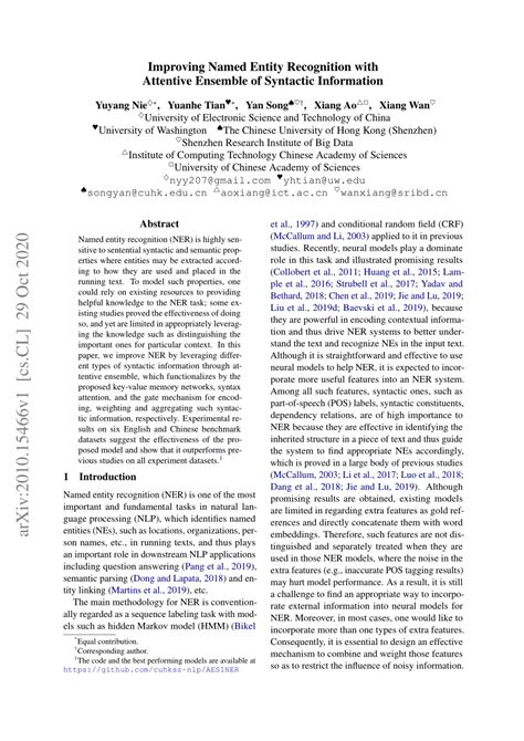 pdf improving named entity recognition with attentive ensemble of syntactic information