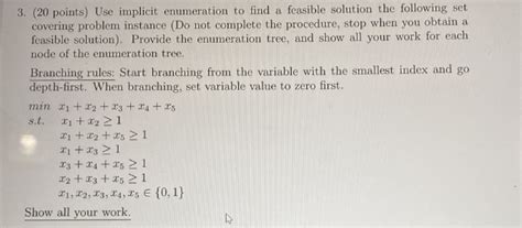 solved 3 20 points use implicit enumeration to find a