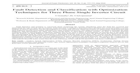 fault detection and classification with optimization · fault detection and classification