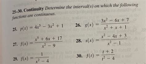 solved 5 30 continuity determine the interval s on which