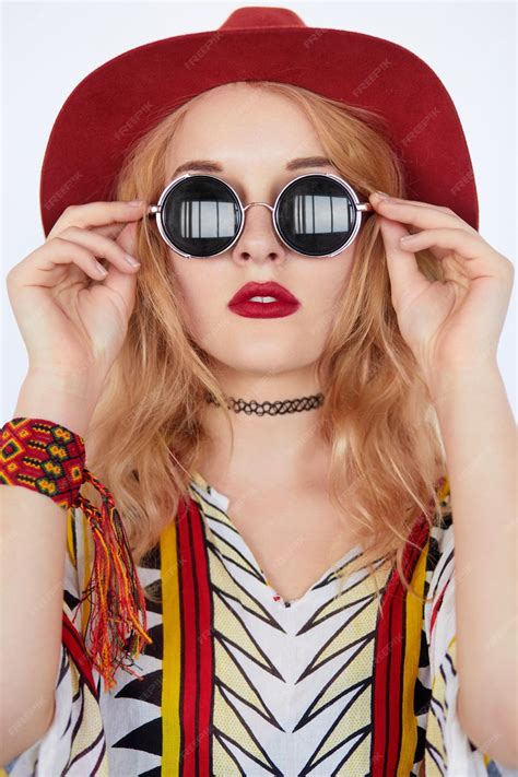 Premium Photo Beautiful Hippie Young Woman Wearing Boho Chic Clothes