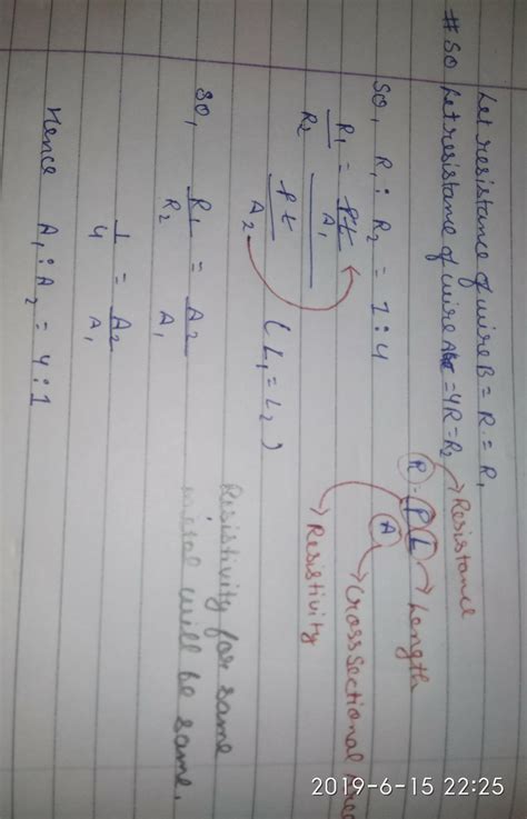Two Wires A And B Are Of Equal Length Different Cross Sectional Areas
