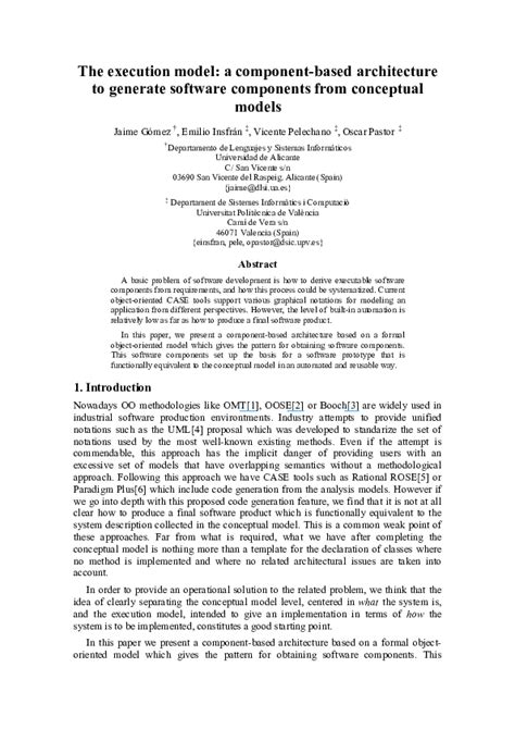 pdf the execution model a component based architecture to generate software components from