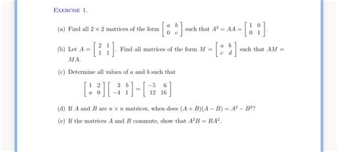 solved exercise 1 1 0 a find all 2 x 2 matrices of the