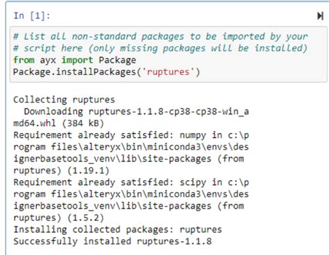 error when trying to install python package alteryx community