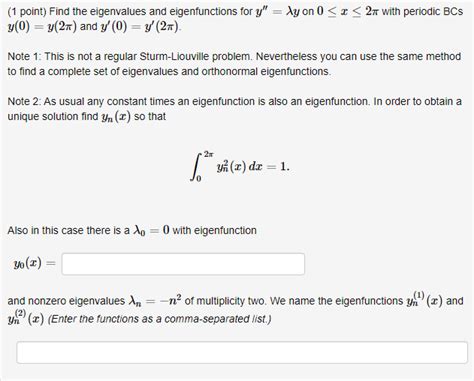 solved 1 point find the eigenvalues and eigenfunctions