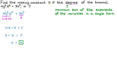 question video finding the value of a missing constant using the degree of a polynomial nagwa