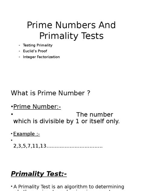 prime numbers and primality tests pdf prime number numbers