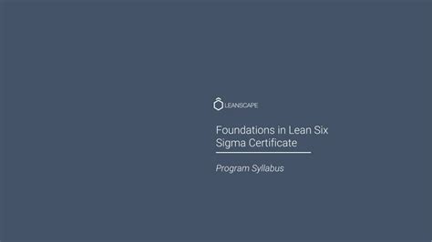 PPT Foundations In Lean Six Sigma Certificate Syllabus LeanScape
