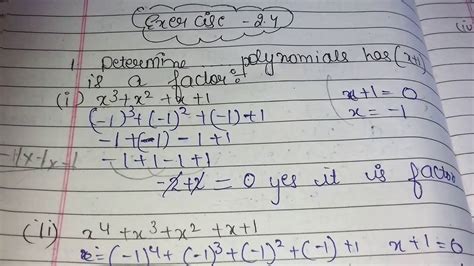 class 9th chapter 2 polynomial exercise 2 4 1part youtube