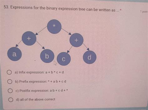 solved 53 expressions for the binary expression tree can be