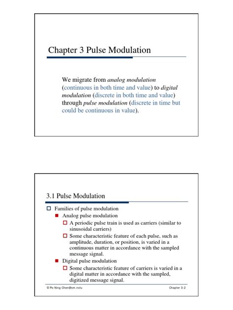 chapter 3 pulse modulation we migrate from analog modulation to digital through pulse