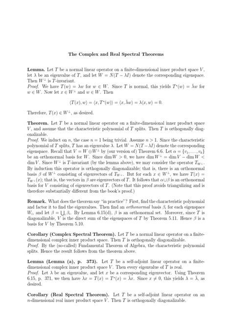 spectral theorem pdf eigenvalues and eigenvectors basis linear algebra