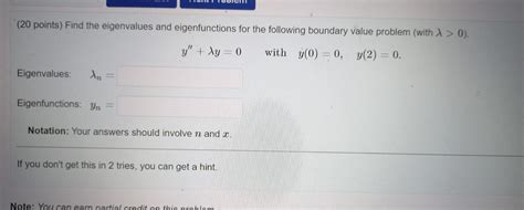 solved 20 points find the eigenvalues and eigenfunctions