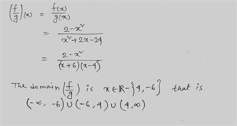 [solved] for the functions f x 2 x2 and g x x2 2x 24 find f g course hero