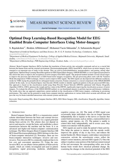 pdf optimal deep learning based recognition model for eeg enabled brain computer interfaces