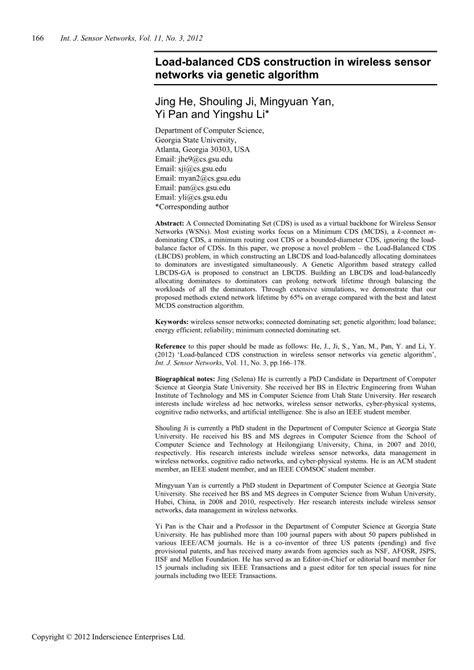 pdf load balanced cds construction in wireless sensor networks via genetic algorithm