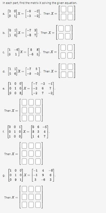 answered in each part find the matrix x solving… bartleby