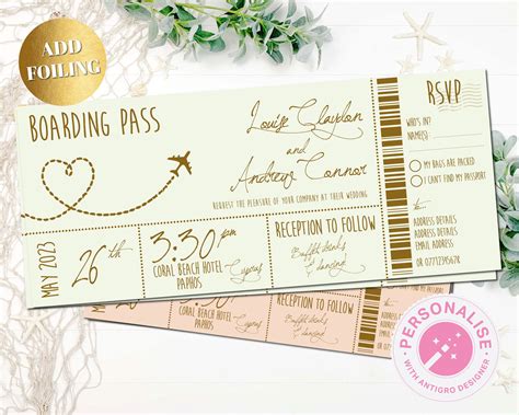 Invitaciones De Boda De Destino Invitación De Boda En La Etsy México