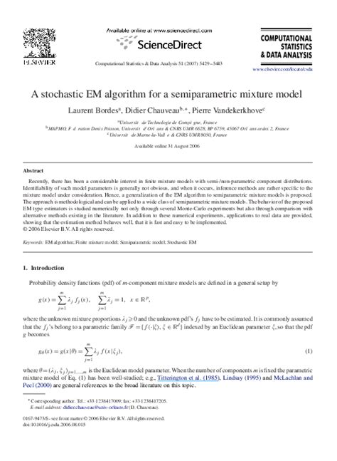 pdf a stochastic em algorithm for a semiparametric mixture model pierre vandekerkhove