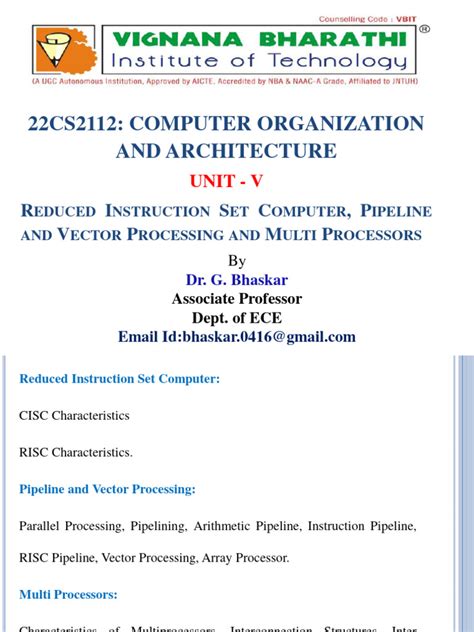 coa unit v ppts dr g bhaskar ece pdf parallel computing central processing unit