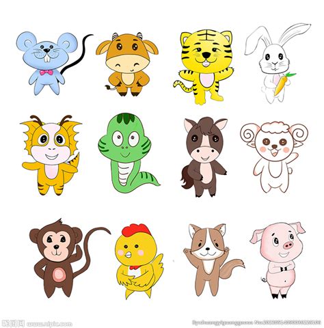 十二生肖 动物卡通 设计图 其他 动漫动画 设计图库 昵图网