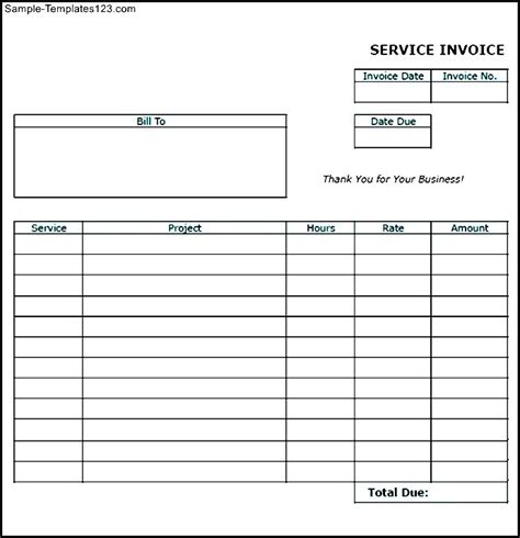 Blank Service Invoice Template Pdf Sample Templates Sample
