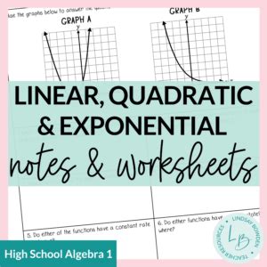 Linear Quadratic Exponential Notes And Worksheets Lindsay Bowden