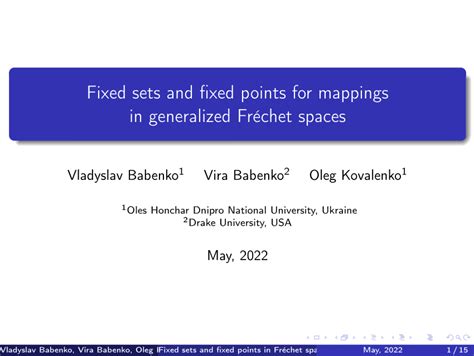 pdf fixed sets and fixed points for mappings in generalized fréchet spaces