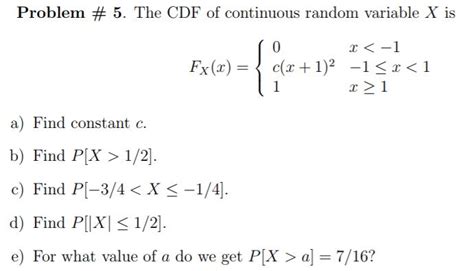 solved problem 5 the cdf of continuous random variable x