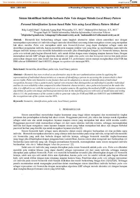 pdf sistem identifikasi individu berbasis palm vein dengan metode local binary pattern rifqi