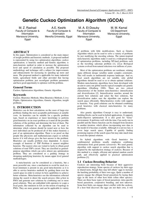 pdf genetic cuckoo optimization algorithm gcoa