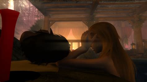 Rule 34 2girls 3d 3d Artwork Bathing Bethesda Softworks Black Hair Breasts Candles Dark Skin