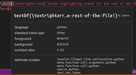 latex syntax highlighting broken with minted and escapeinside · issue 58 · jlelong vscode latex