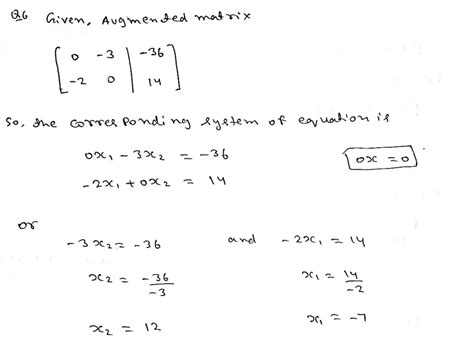 [solved] q6 given the system represented by the augmented matrix solve course hero