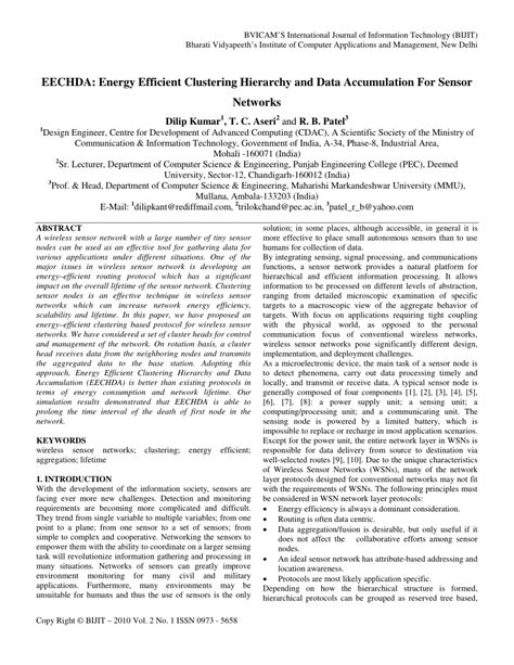 pdf eechda energy efficient clustering hierarchy and data accumulation for sensor networks
