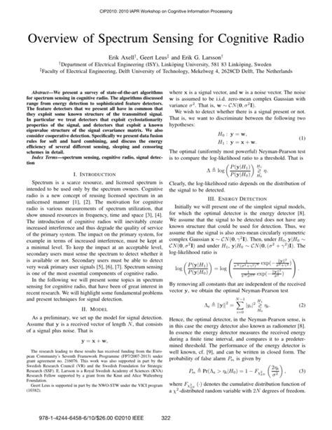 overview of spectrum sensing for cognitive radio